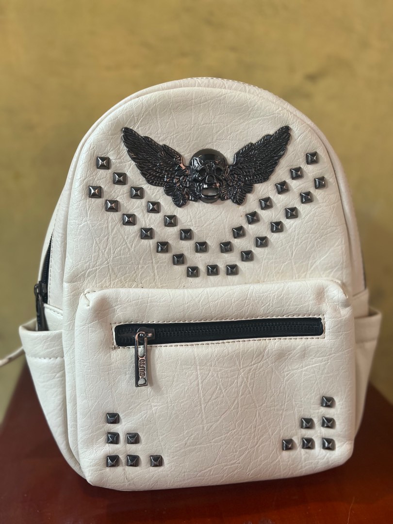 White Leather Backpack, Women's Fashion, Bags & Wallets, Backpacks on ...