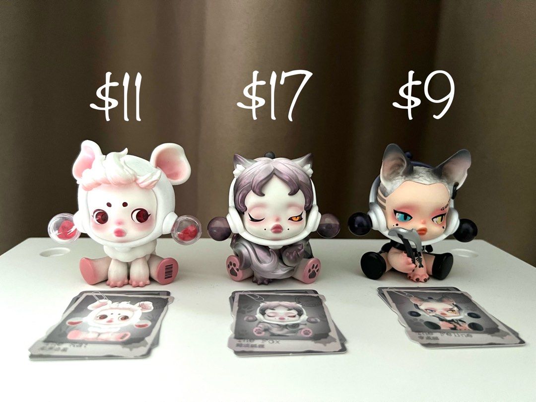 (wts only) popmart skullpanda the mare of animals the rat , the fox ...