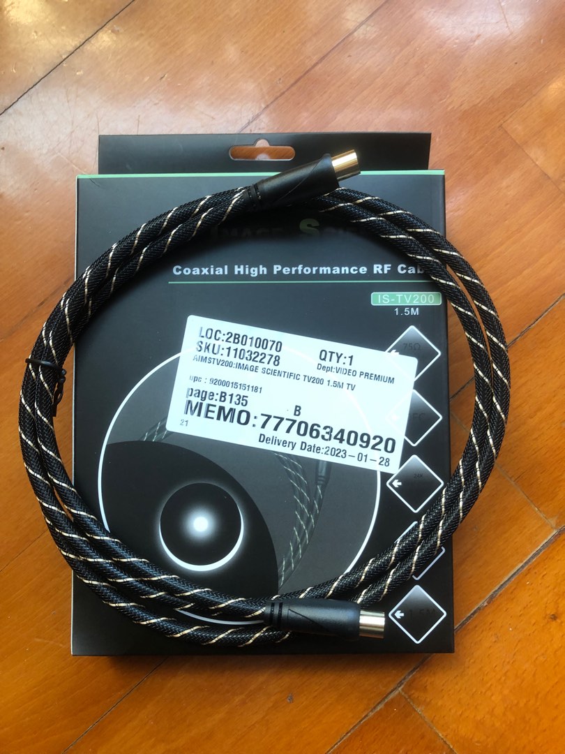 全新高清電視線1.5米/Coaxial High Performance RF Cable 1.5M, 家庭電器, 電視 & 其他娛樂, 電視 ...