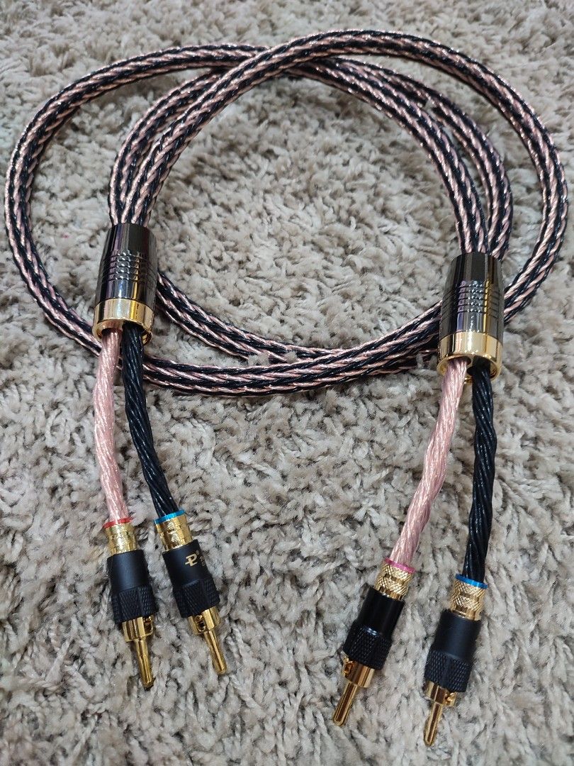 24 cores 5N OCC copper Speaker cables, hi end , Audiophile, banana plug ...