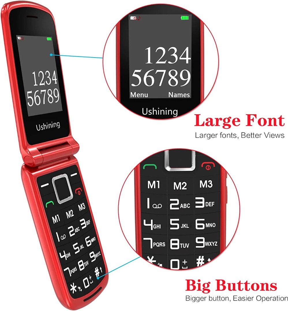 [3680] Ushining GSM Mobile Phone Unlocked Senior Mobile Phone with ...