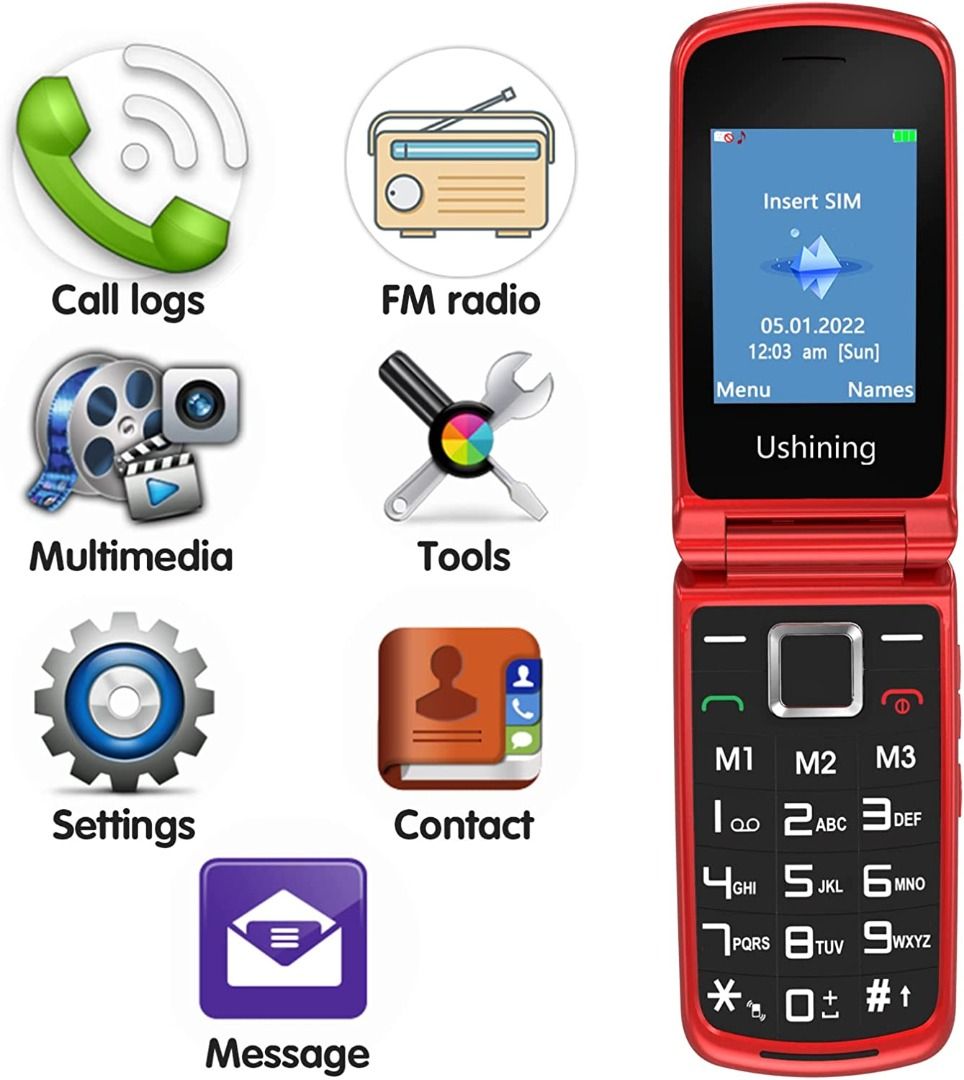 [3680] Ushining GSM Mobile Phone Unlocked Senior Mobile Phone with ...