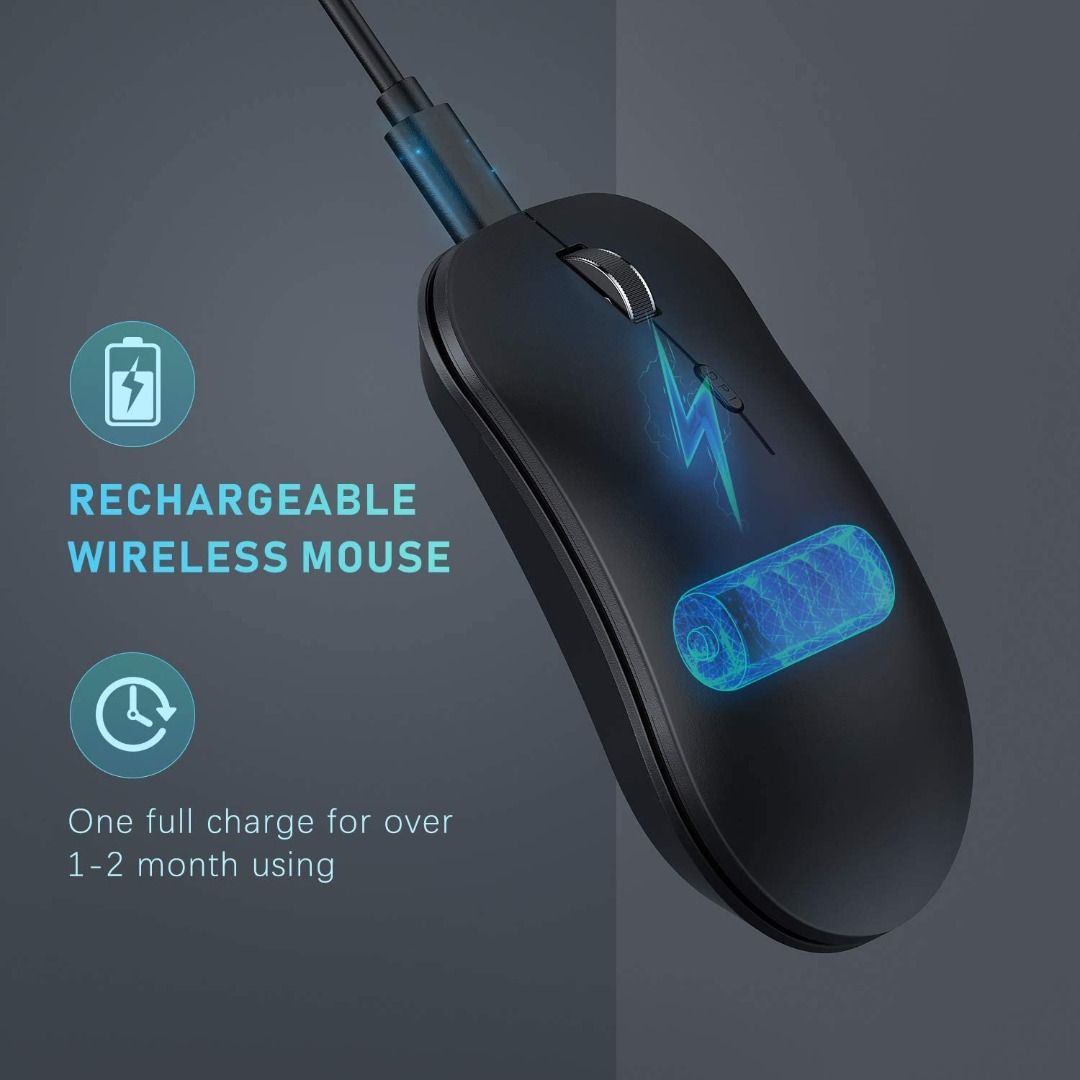 [3694] seenda Bluetooth Mouse, Rechargeable Wireless Mouse, 3 Modes ...