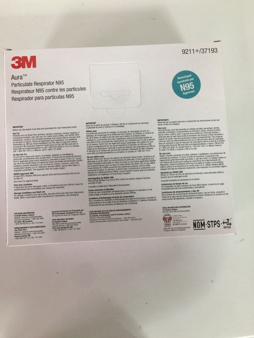 3M N95 masks (10pcs per box), Health & Nutrition, Face Masks & Face ...