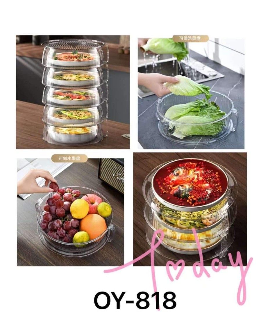 5Layer Food Keeper Transparent Anti-Fly Stackable Dust Proof Left Over ...