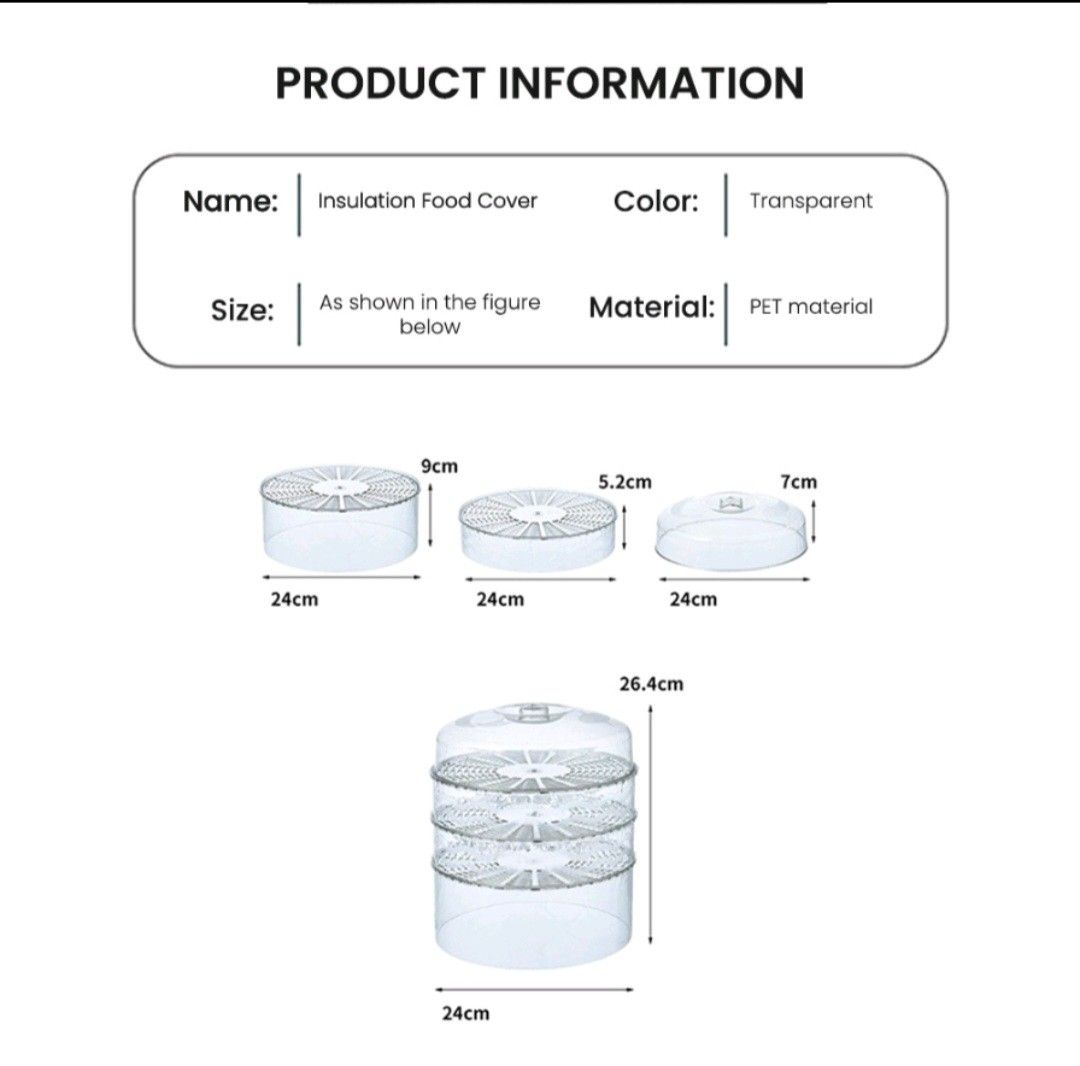 5Layer Food Keeper Transparent Anti-Fly Stackable Dust Proof Left Over ...
