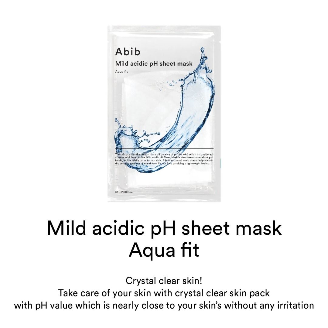 [Abib] Mild acidic pH sheet mask Aqua fit, Beauty & Personal Care, Face, Face Care on Carousell