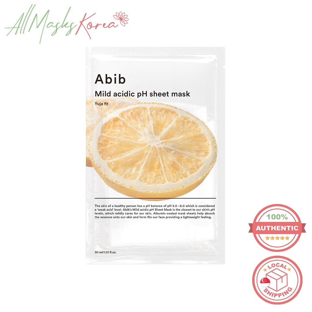 [Abib] Mild acidic pH sheet mask Yuja Fit, Beauty & Personal Care, Face, Face Care on Carousell