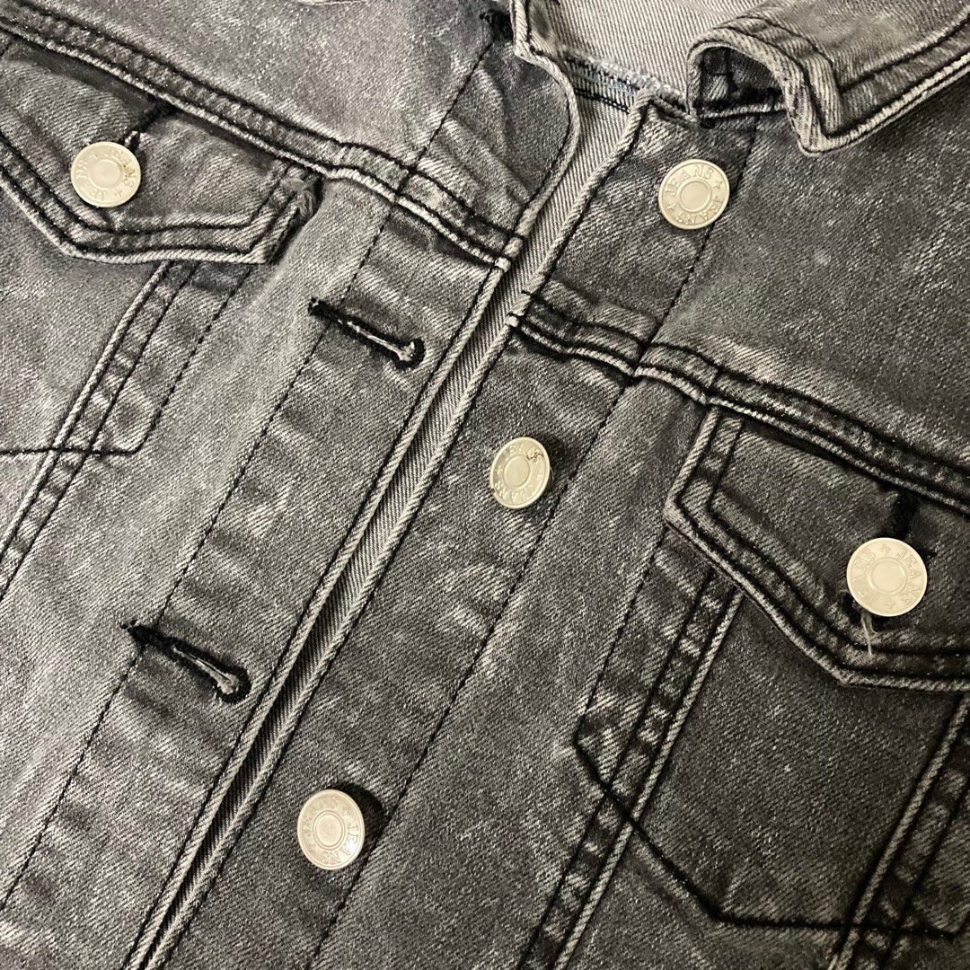 Acid Wash Black Denim Jacket on Carousell