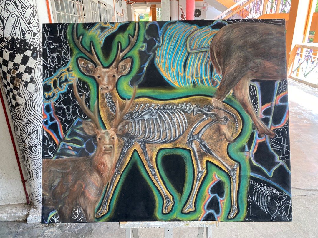 Artwork Drawing Lukisan Rusa, Hobbies & Toys, Stationery & Craft, Art ...