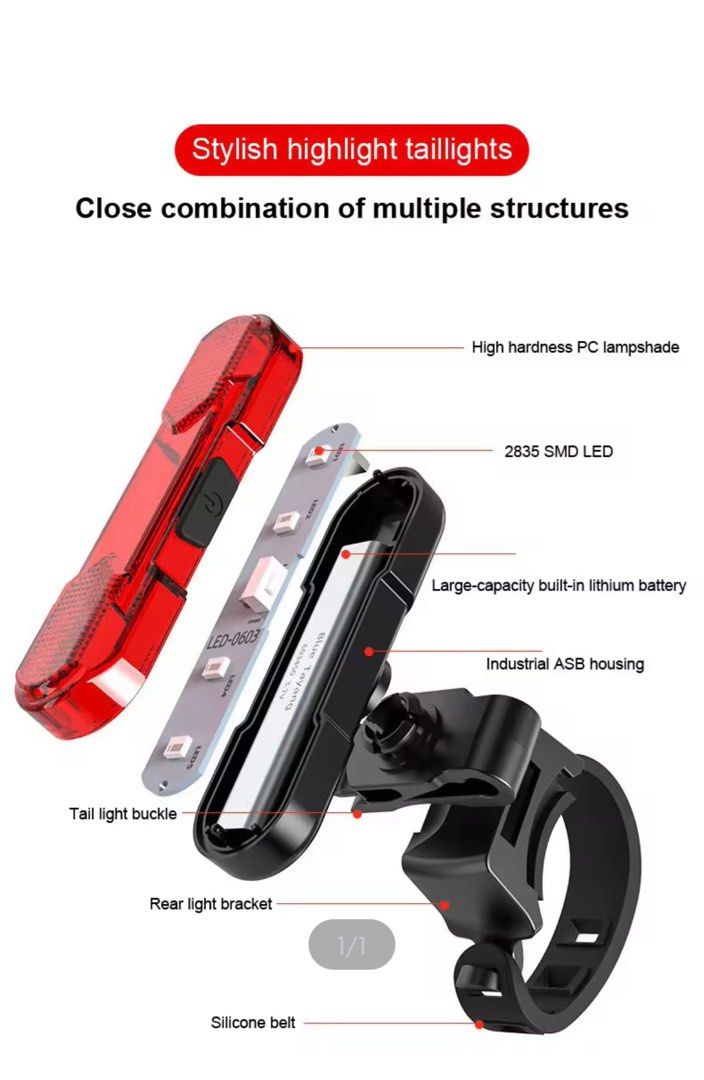 bicycle rear red light, Sports Equipment, Bicycles & Parts, Parts ...