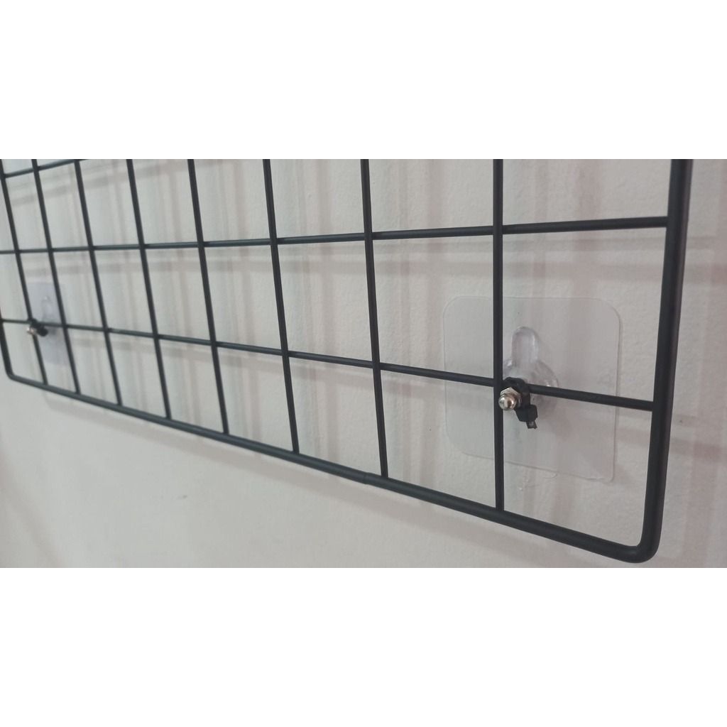 Black metal wire mesh netting grid for wall mount hook display / shelf ...
