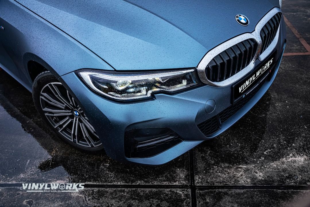 Car Wrap - BMW 318i Full Car Exterior Wrap (Ghost Metallic Grey Blue ...