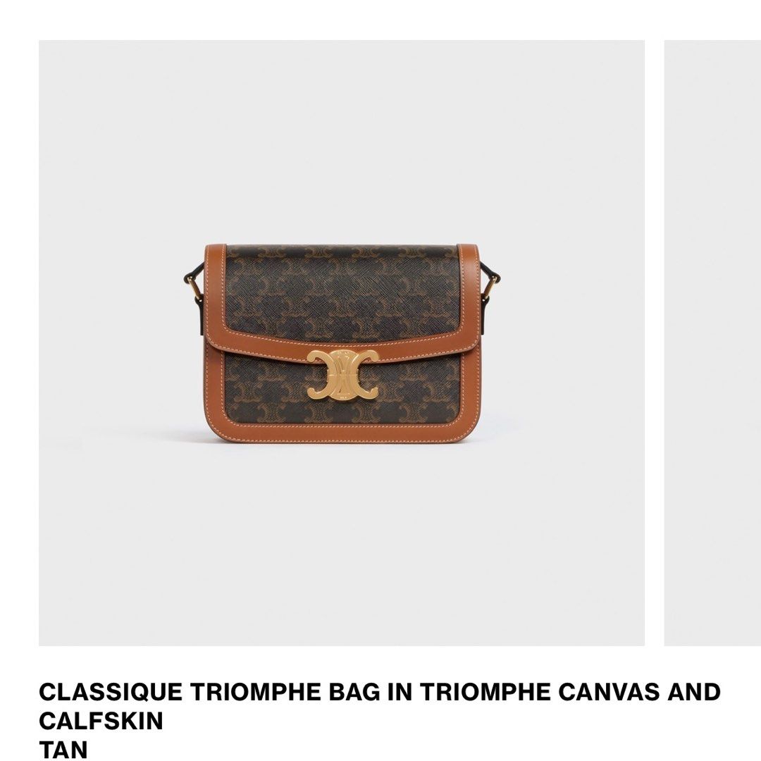 CELINE Classic Triomphe Bag Canvas & Calfskin, Luxury, Bags & Wallets ...