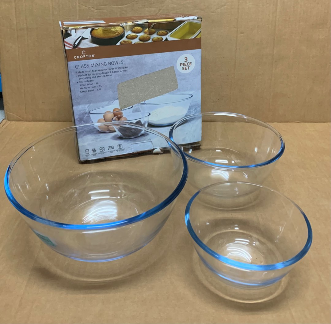 Crofton Glass Mixing Bowls, 3-piece Set on Carousell