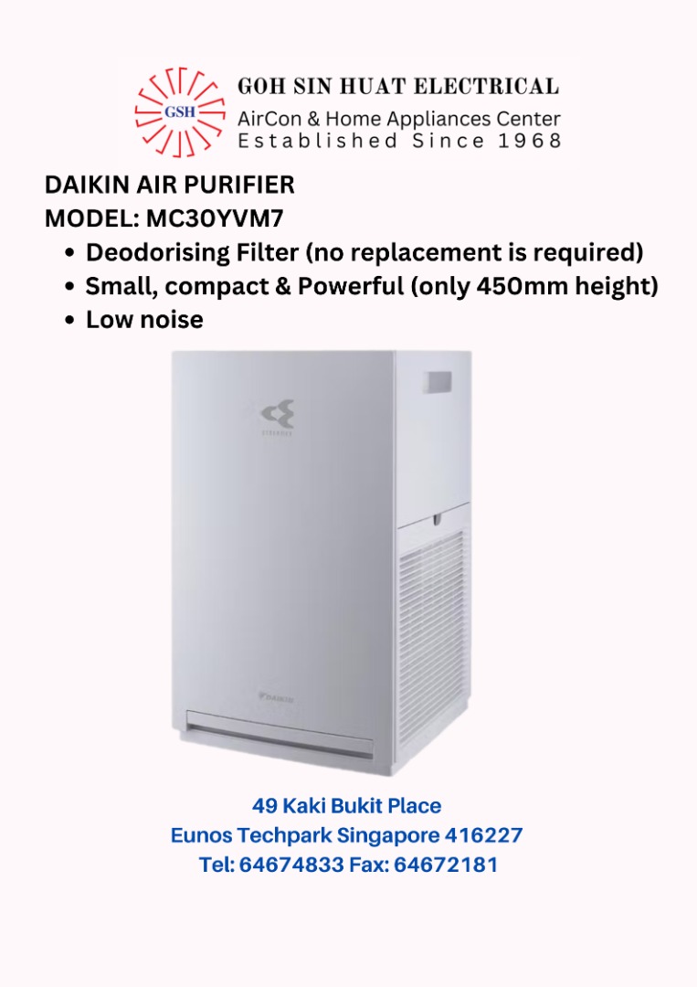 Daikin MC30YVM7 Streamer Air Purifier, TV & Home Appliances, Air ...