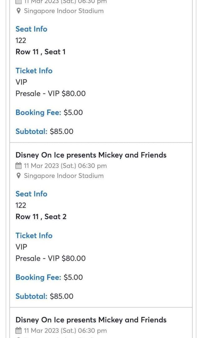 Disney on ice (VIP Seat), Tickets & Vouchers, Event Tickets on Carousell