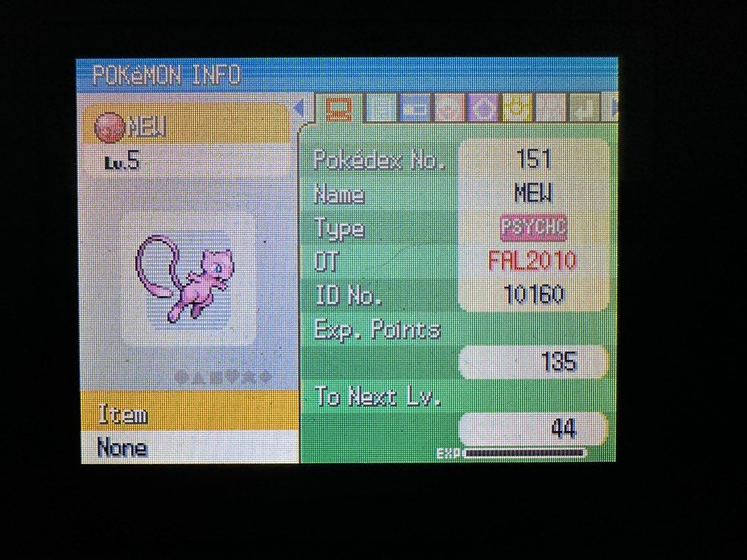 DS Pokemon 10th Anniversary Fall 2010 Mew Event Distribution for ...