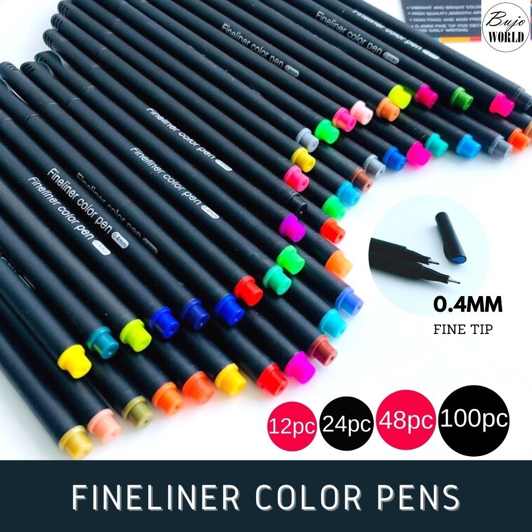 Fineliner Pens - 10 Nibs Black Ink / Color Fineliner Pens / Muji Style ...