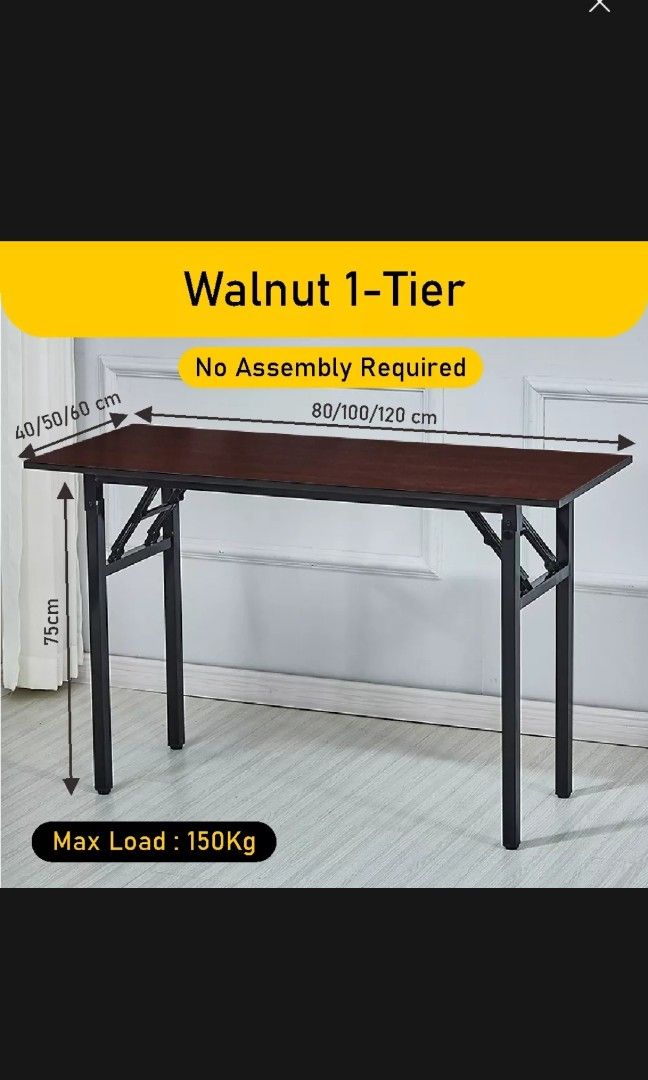 Foldable table 60x120 walnut colour, Furniture & Home Living, Furniture ...