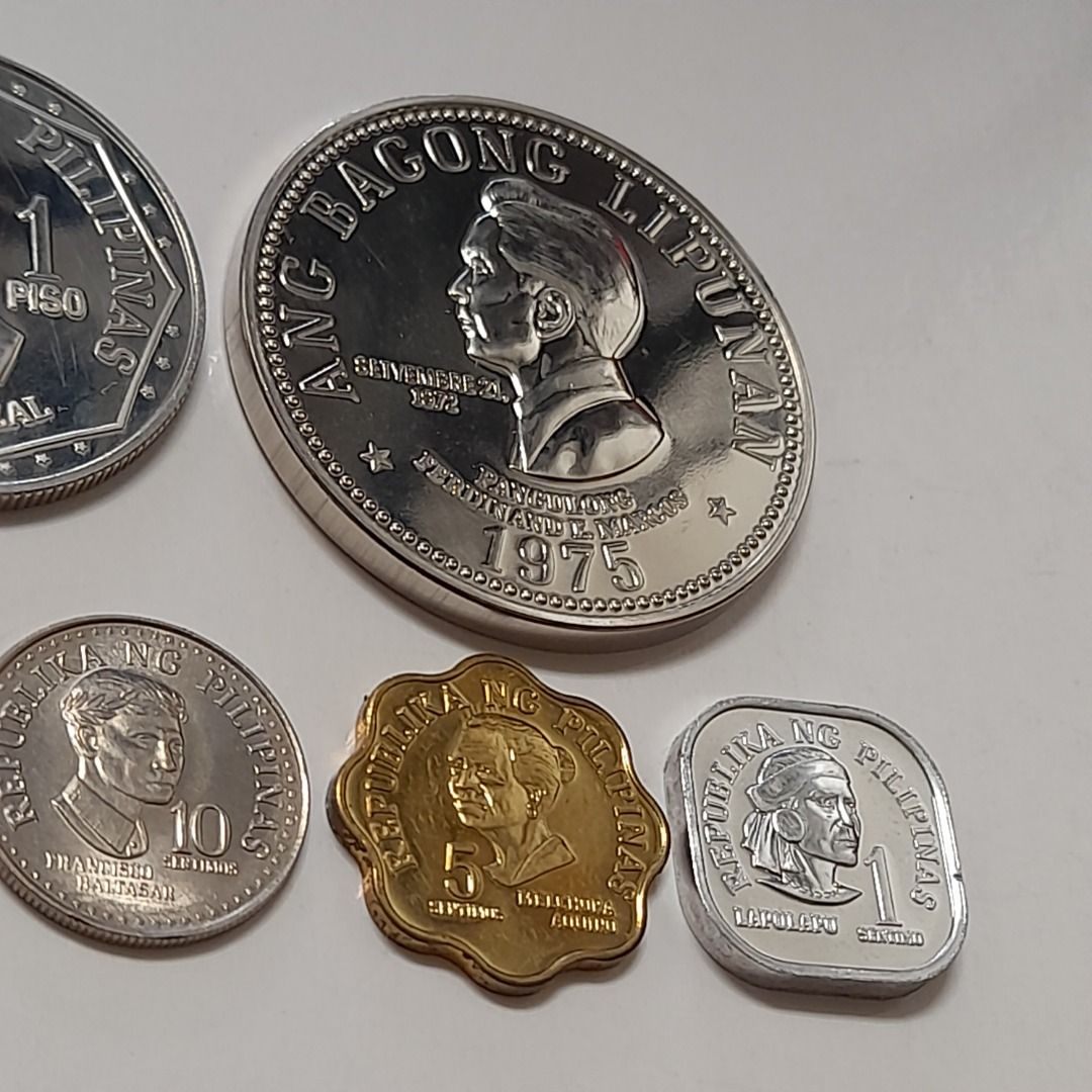 Franklin Mint Coin Set: Ang Bagong Lipunan Series (1975: 5p, 1p, 5s, 1s ...