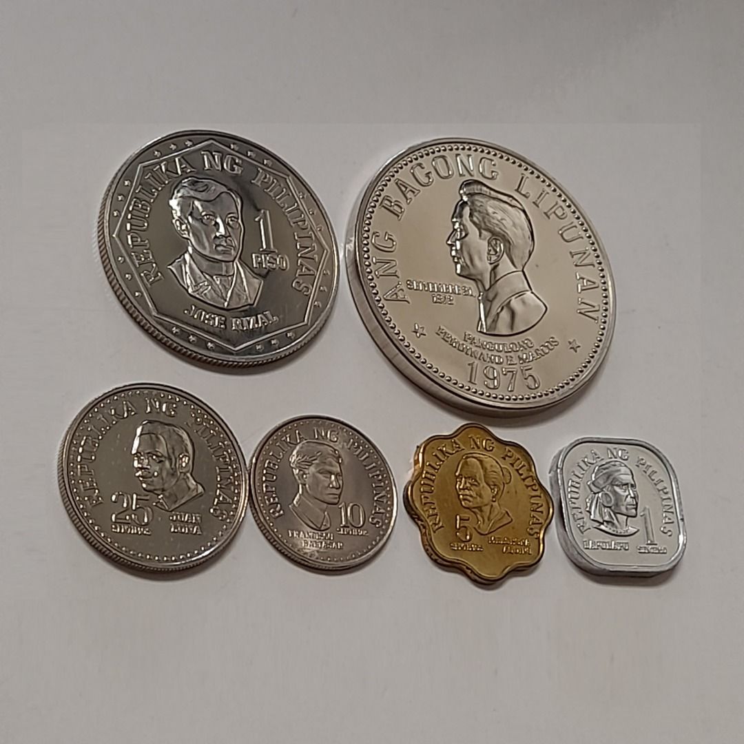 Franklin Mint Coin Set: Ang Bagong Lipunan Series (1975: 5p, 1p, 5s, 1s ...