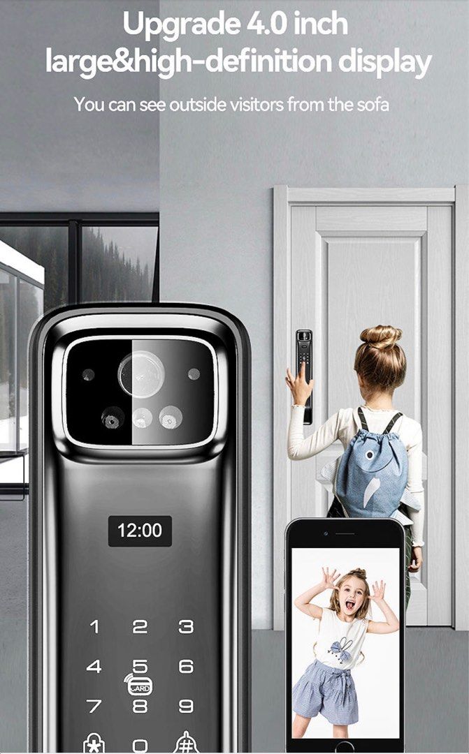 Includes installation- Smart Lock door Face recognition fingerprint nfc ...