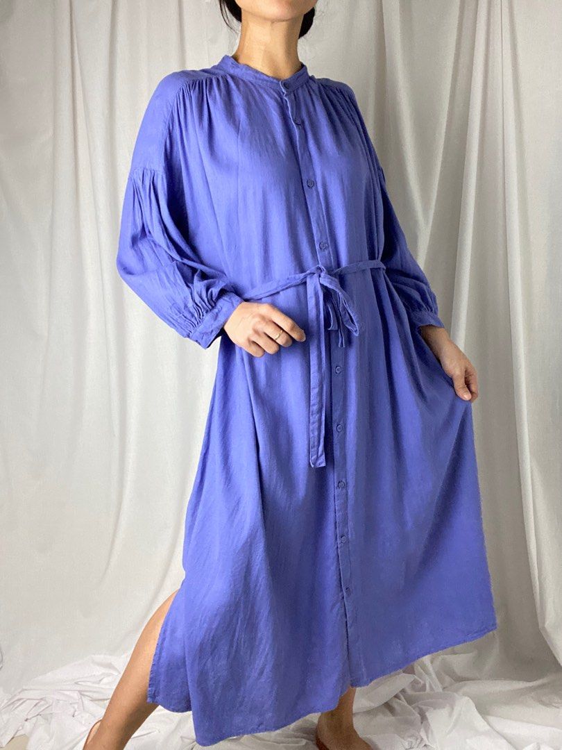 GU: Uniqlo indigo linen dress, Women's Fashion, Dresses & Sets, Dresses ...