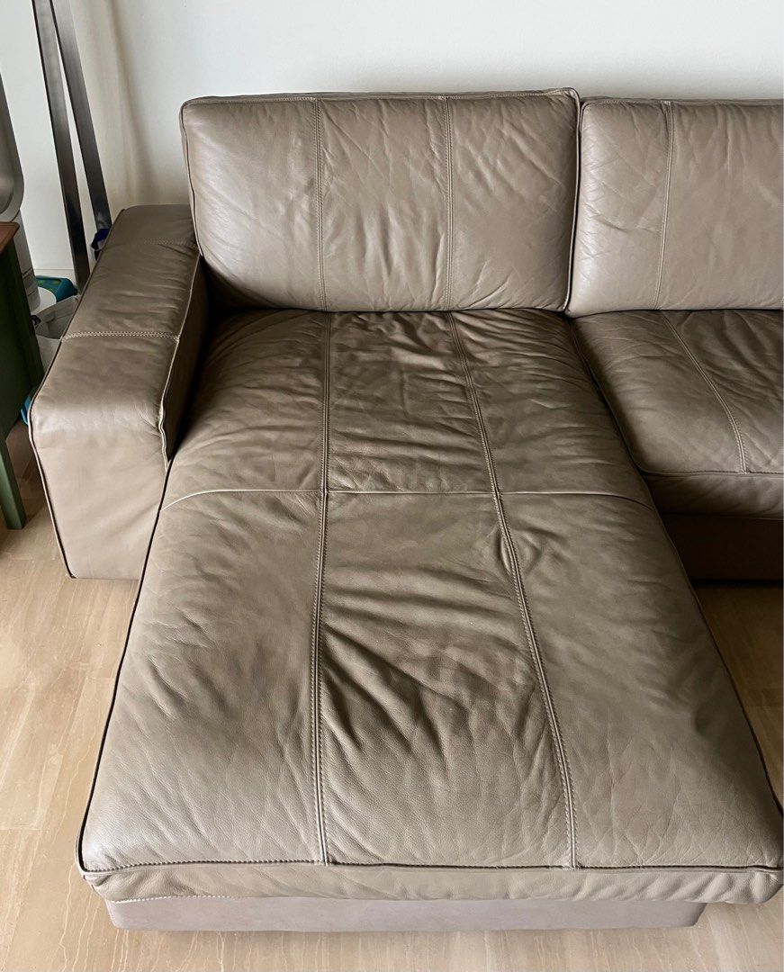 IKEA Kivik pure leather 4 seater sofa with Chaise Longue, Furniture ...
