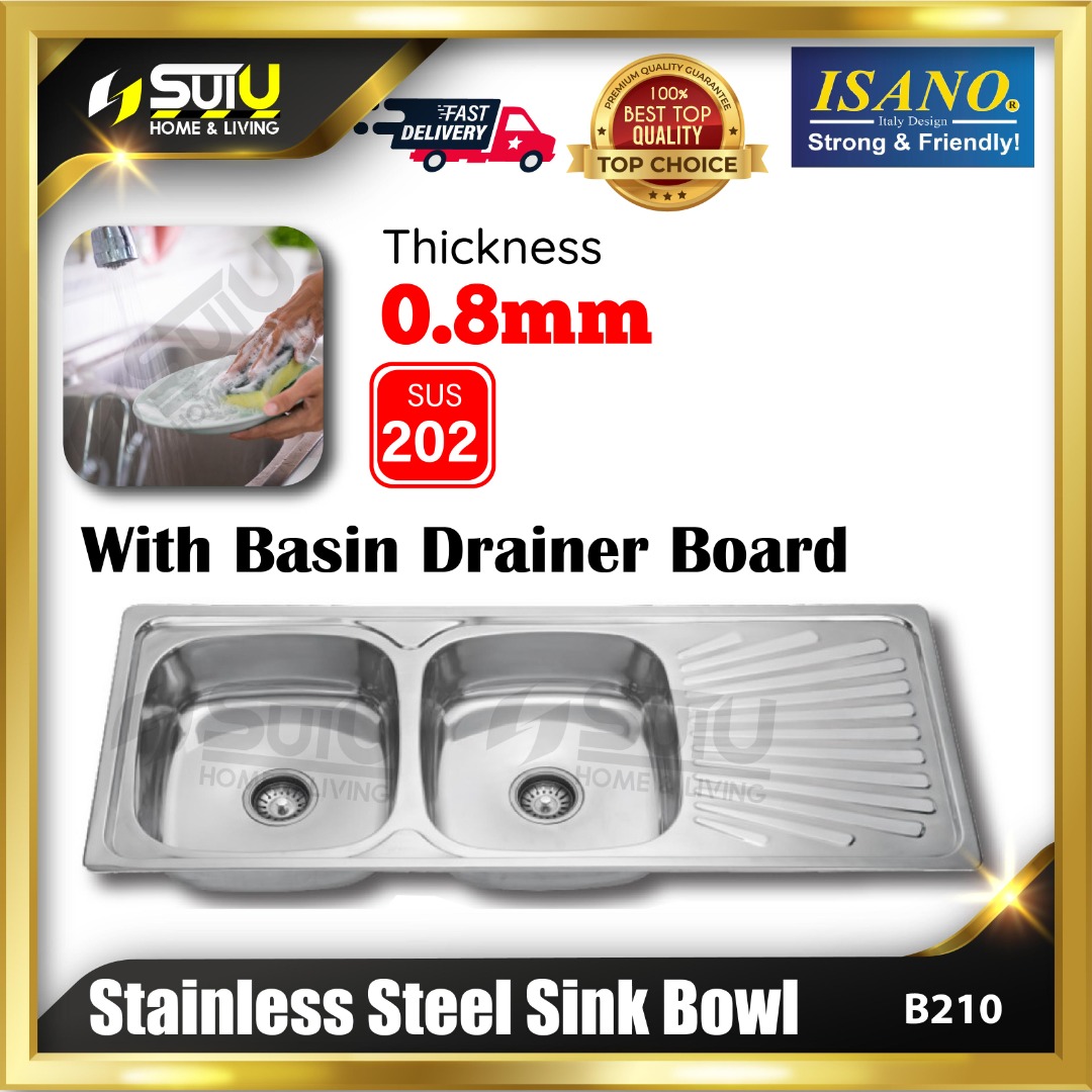 ISANO B210 1180 x 490MM Stainless Steel Sink Bowl (Double Bowl ...