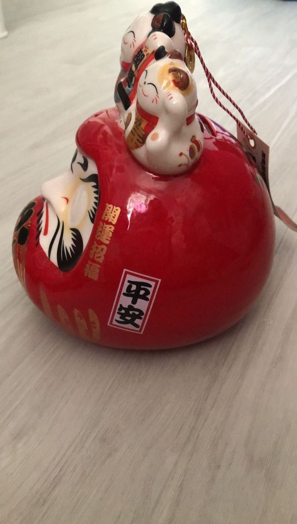 Japanese Daruma with Prosperity [Fu Lu Shou] Cats, Hobbies & Toys ...