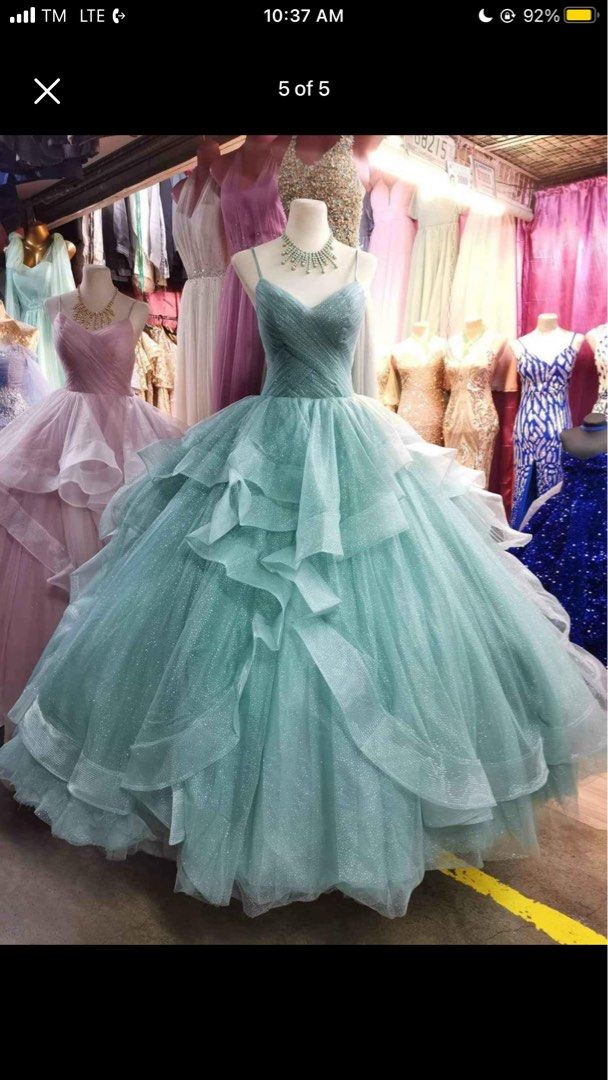 JS PROM DEBUT RED BALL GOWN WITH TULLE AND PUFF THING, Women's Fashion ...