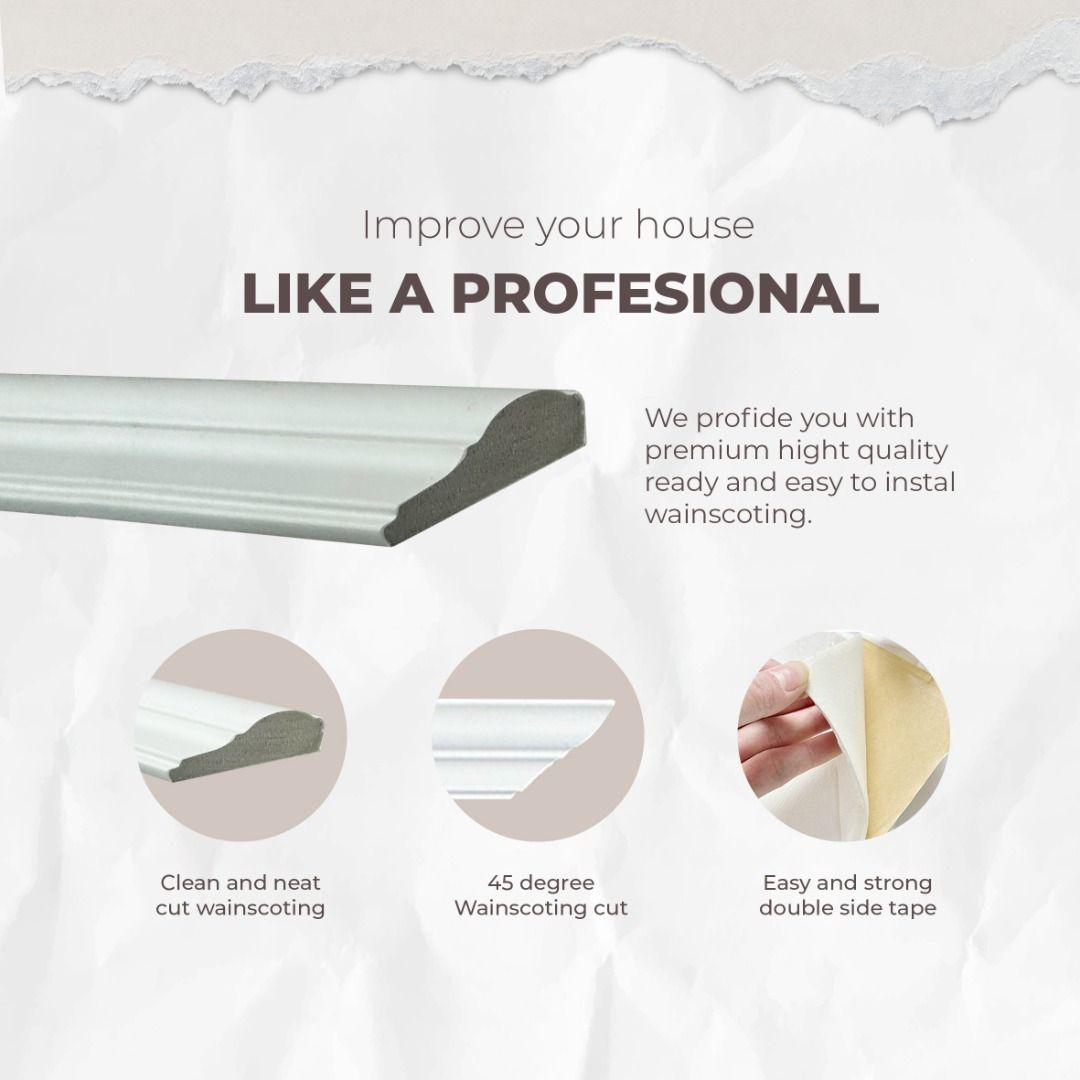 Korea DIY Wainscoting per pcs / 45 degree cut / Easy to Install / DIY ...