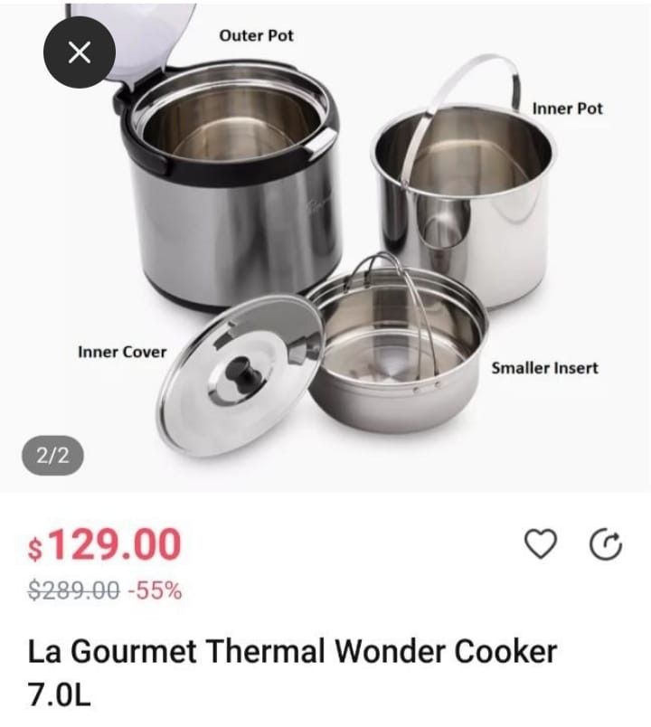 7 Litre La Gourmet Thermal Wonder Cooker, TV & Home Appliances, Kitchen ...