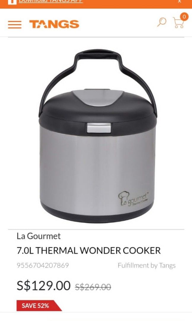 7 Litre La Gourmet Thermal Wonder Cooker, TV & Home Appliances, Kitchen ...
