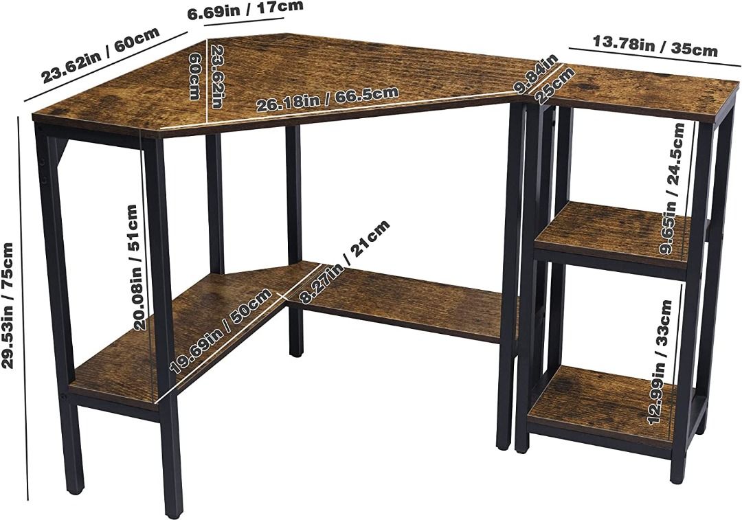 Lavievert Corner Desk, Triangle Computer Desk with Storage Shelves ...