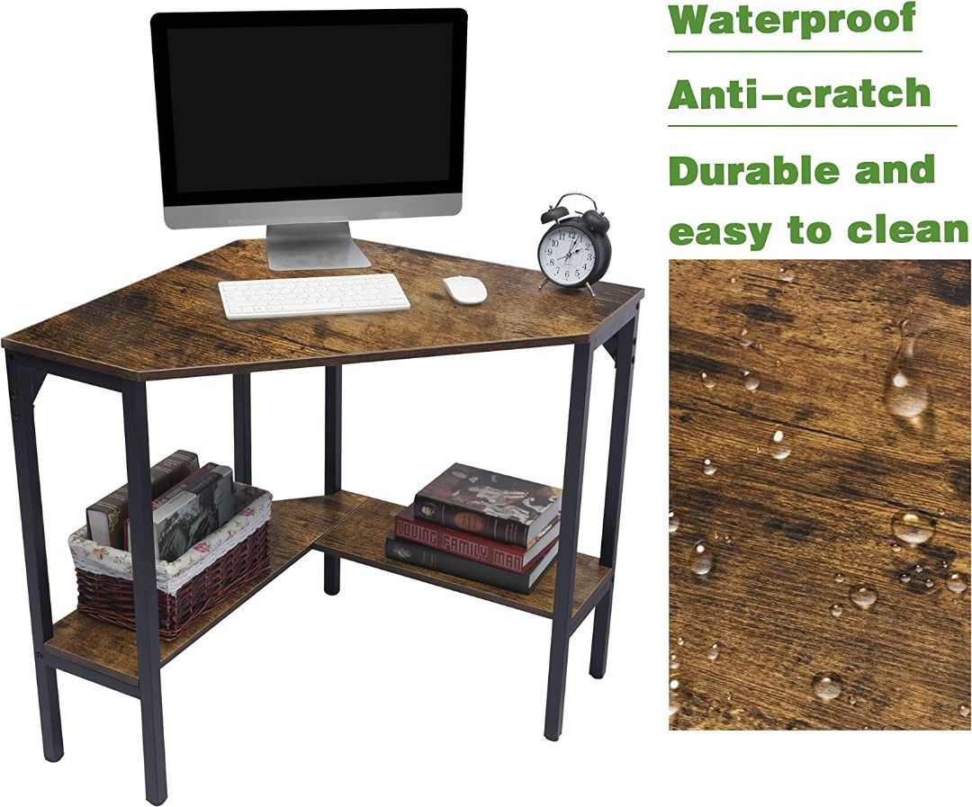 Lavievert Corner Desk, Triangle Computer Desk with Storage Shelves ...