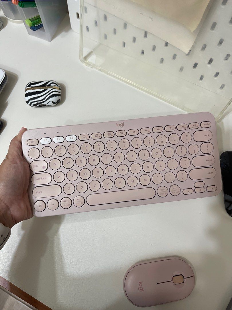 Logitech Pink Wireless Keyboard & Mouse on Carousell