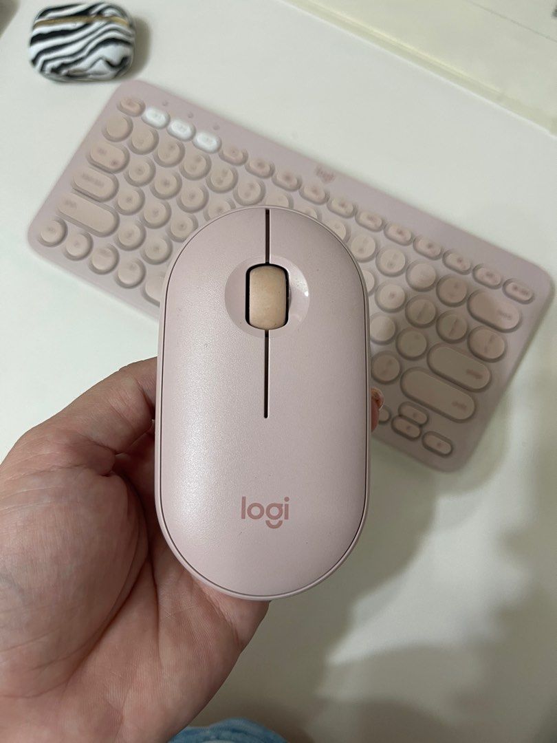 Logitech Pink Wireless Keyboard & Mouse on Carousell