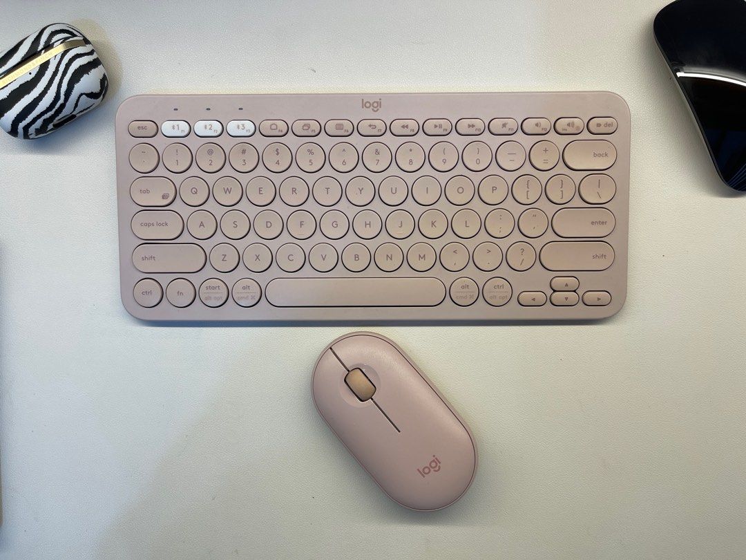 Logitech Pink Wireless Keyboard & Mouse on Carousell
