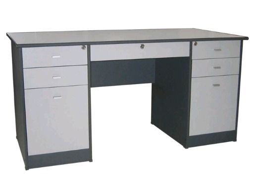 Managerial Desk with Center and 3 Side Drawers Each Side Round Bullnose ...