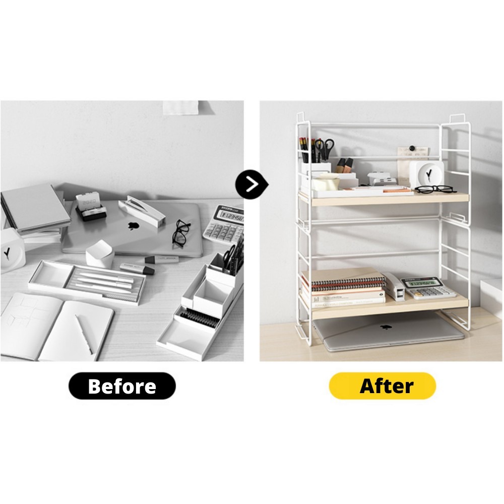 Metal Table Shelf Organiser Desk Shelf Desktop Shelving Table Shelving ...