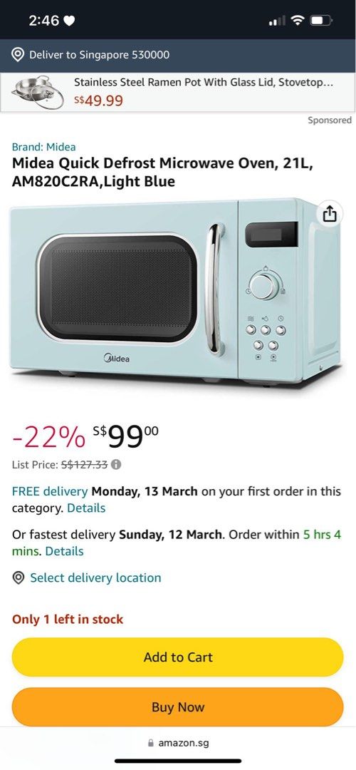 Midea Quick Defrost Microwave Oven, TV & Home Appliances, Kitchen ...