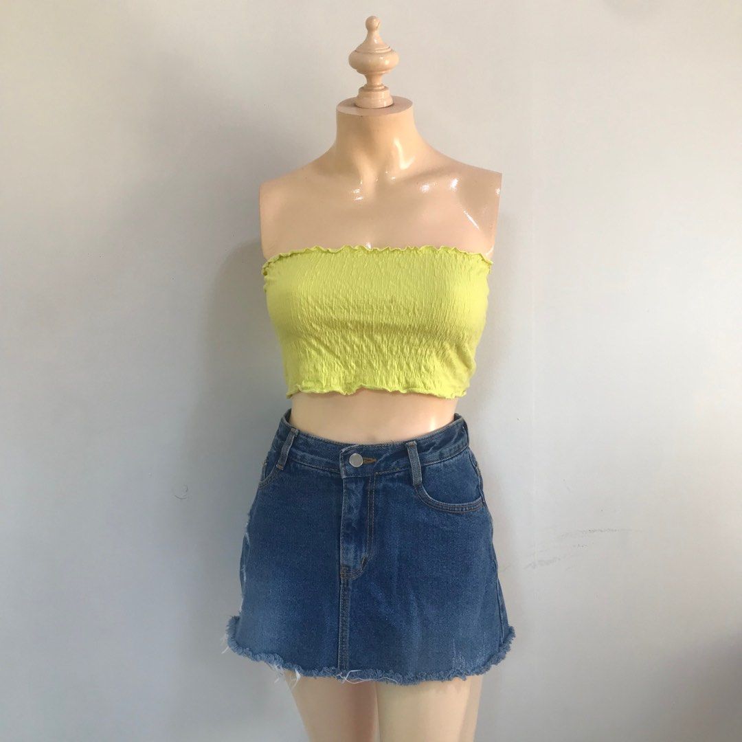 Neon Green Tube Top, Women's Fashion, Tops, Sleeveless on Carousell