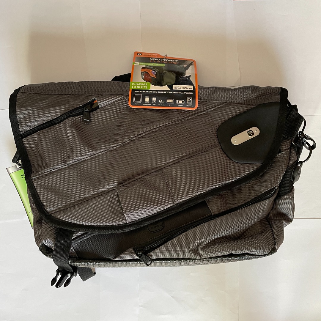 Powerbag Messenger Bag with 3000 mAh - Grey on Carousell