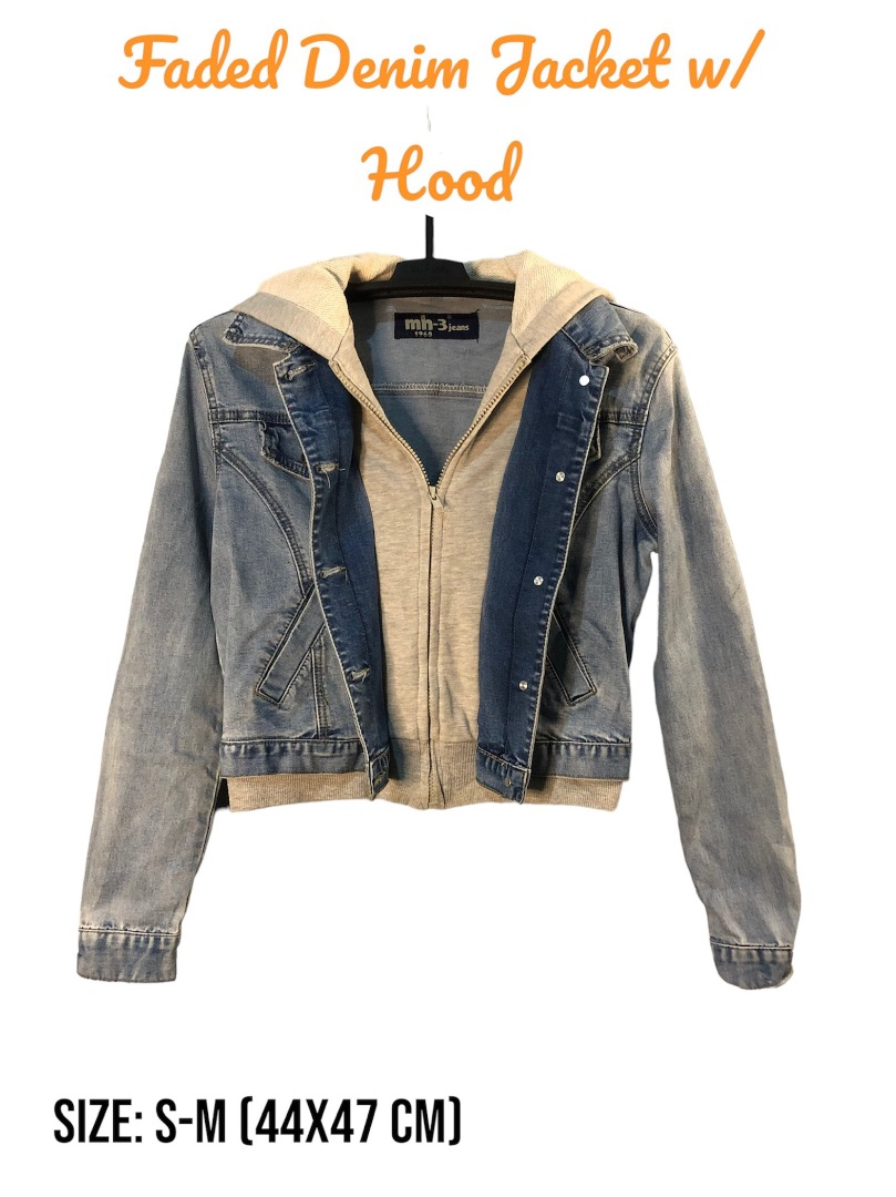 Preloved Denim Hoodie Jacket, Women's Fashion, Coats, Jackets and ...