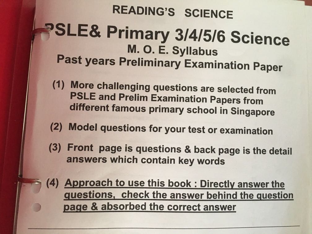 Psle P3/4/5/6 science past year preliminary exam paper by topics ...