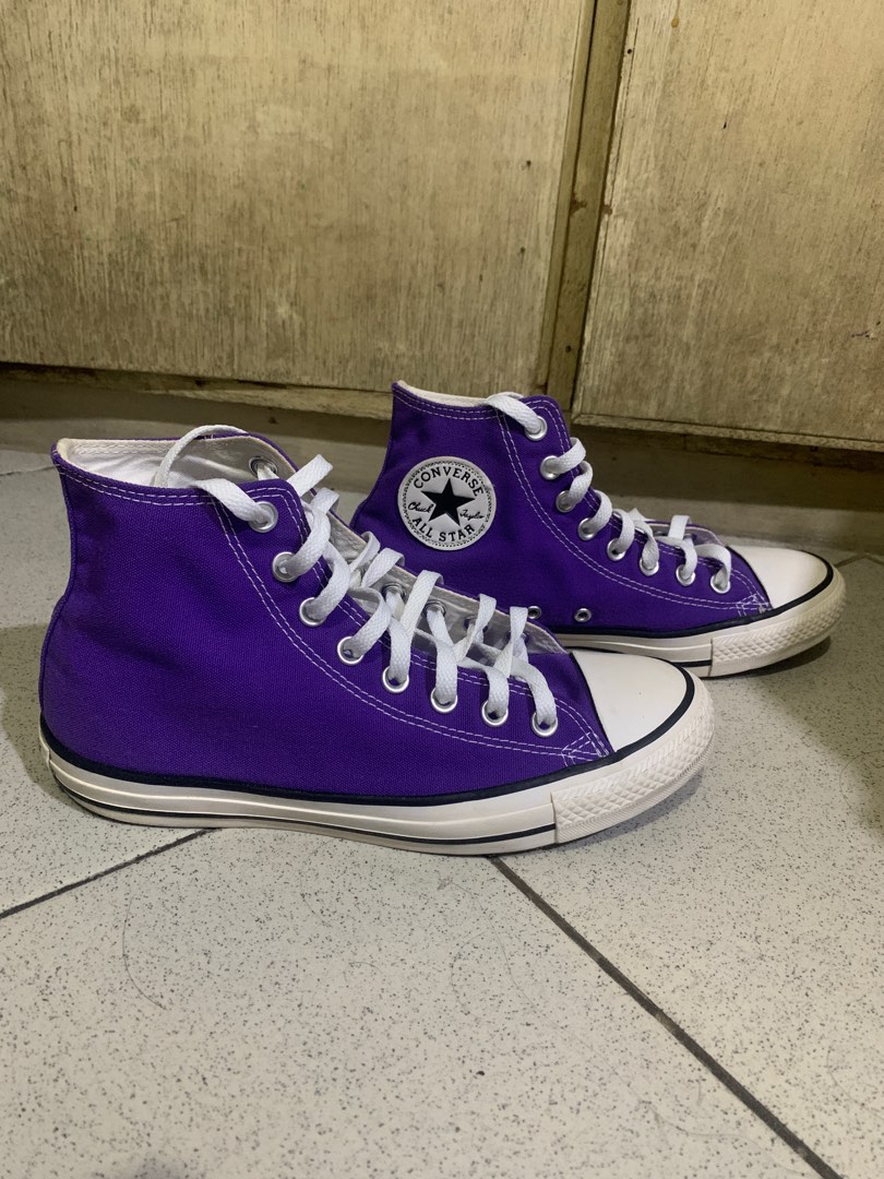 Purple hi-top converse, Men's Fashion, Footwear, Sneakers on Carousell