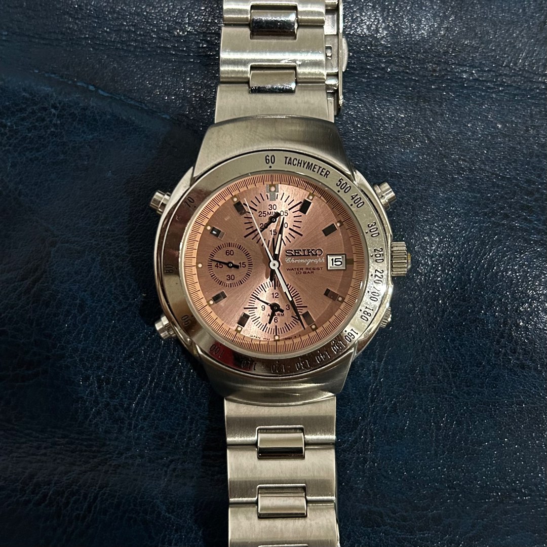 Seiko Chronograph Quartz Salmon dial Rare edition!, Luxury, Watches on ...