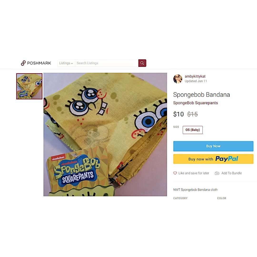 Spongebob Character Expressions Bandana Handkerchief Collectibles ...